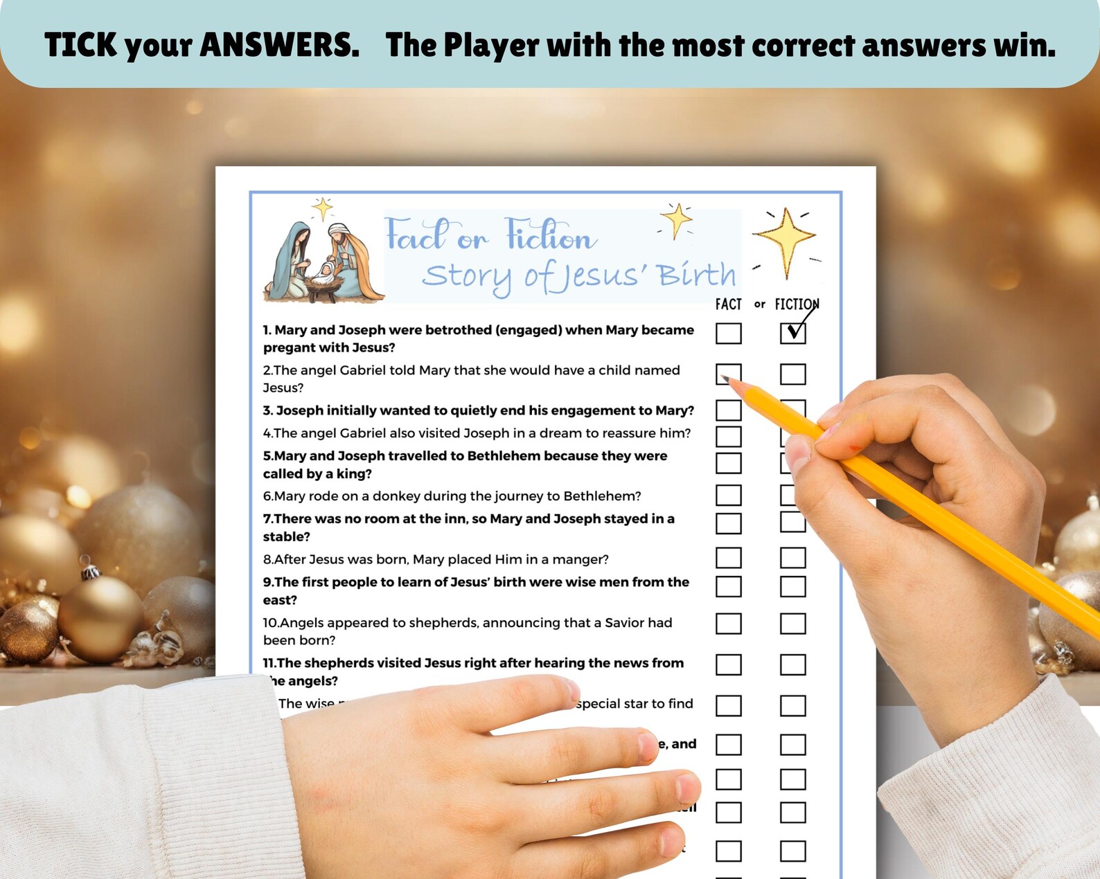 Bible Christmas Trivia Game 18 Questions on the Story of Jesus' Birth ...