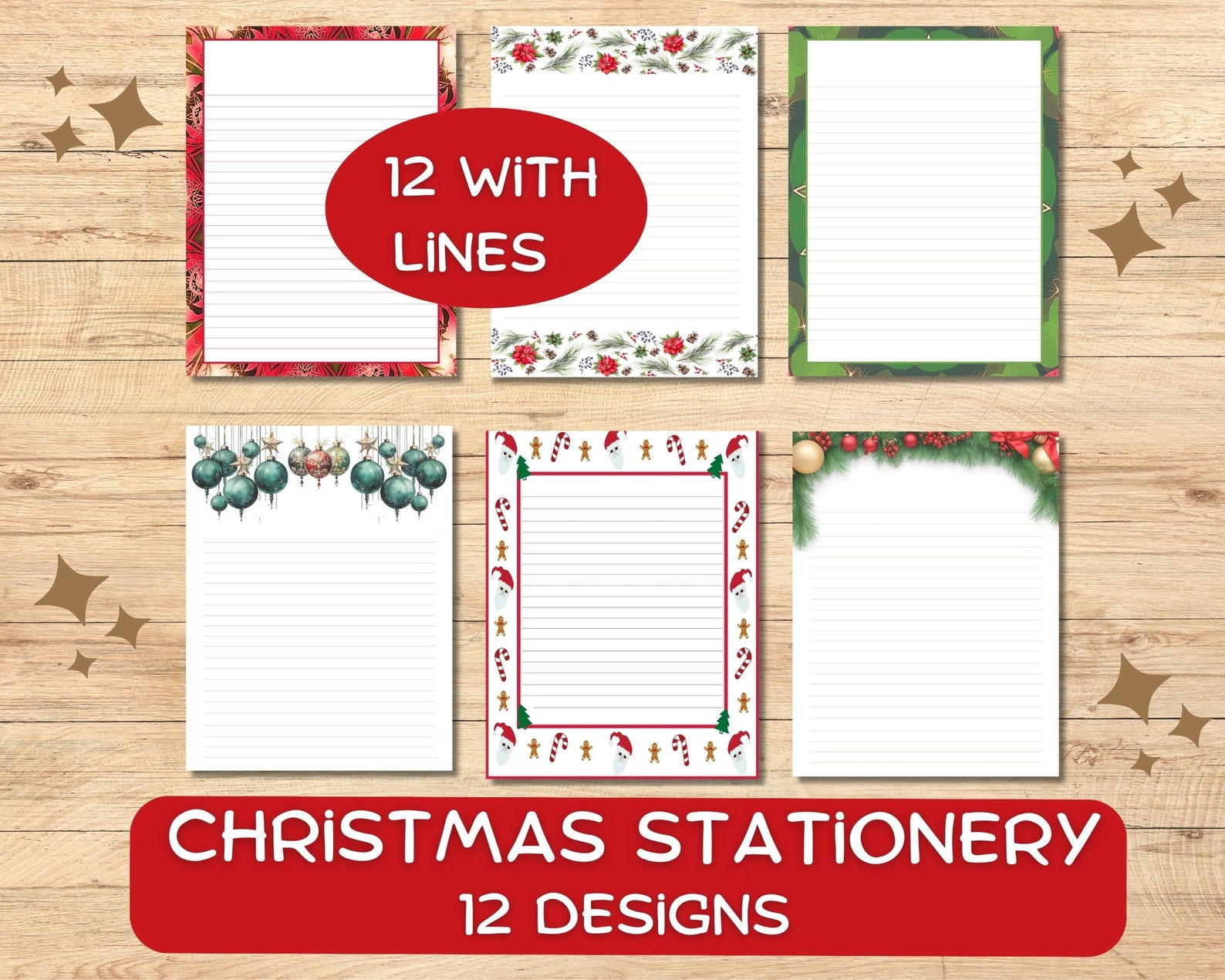 Christmas Stationery, Christmas Letter Paper, Printable Christmas ...