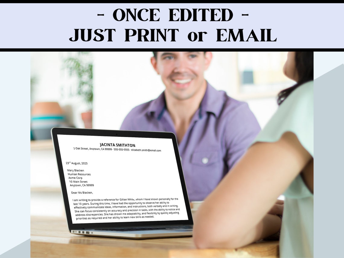 Personal Reference Letter Template, Letter of Recommendation ...