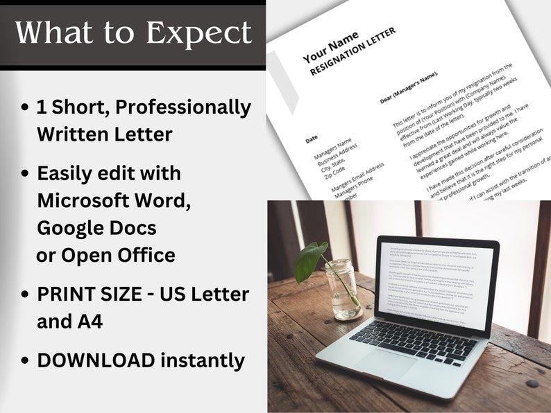 Resignation Letter Template Editable and Customizable Letter of ...