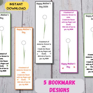 Mother's Day Bookmark, Printable Art From a Child, Kids Craft Project ...