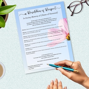 Editable Funeral Resolution Letter for Funeral Service, Resolution ...