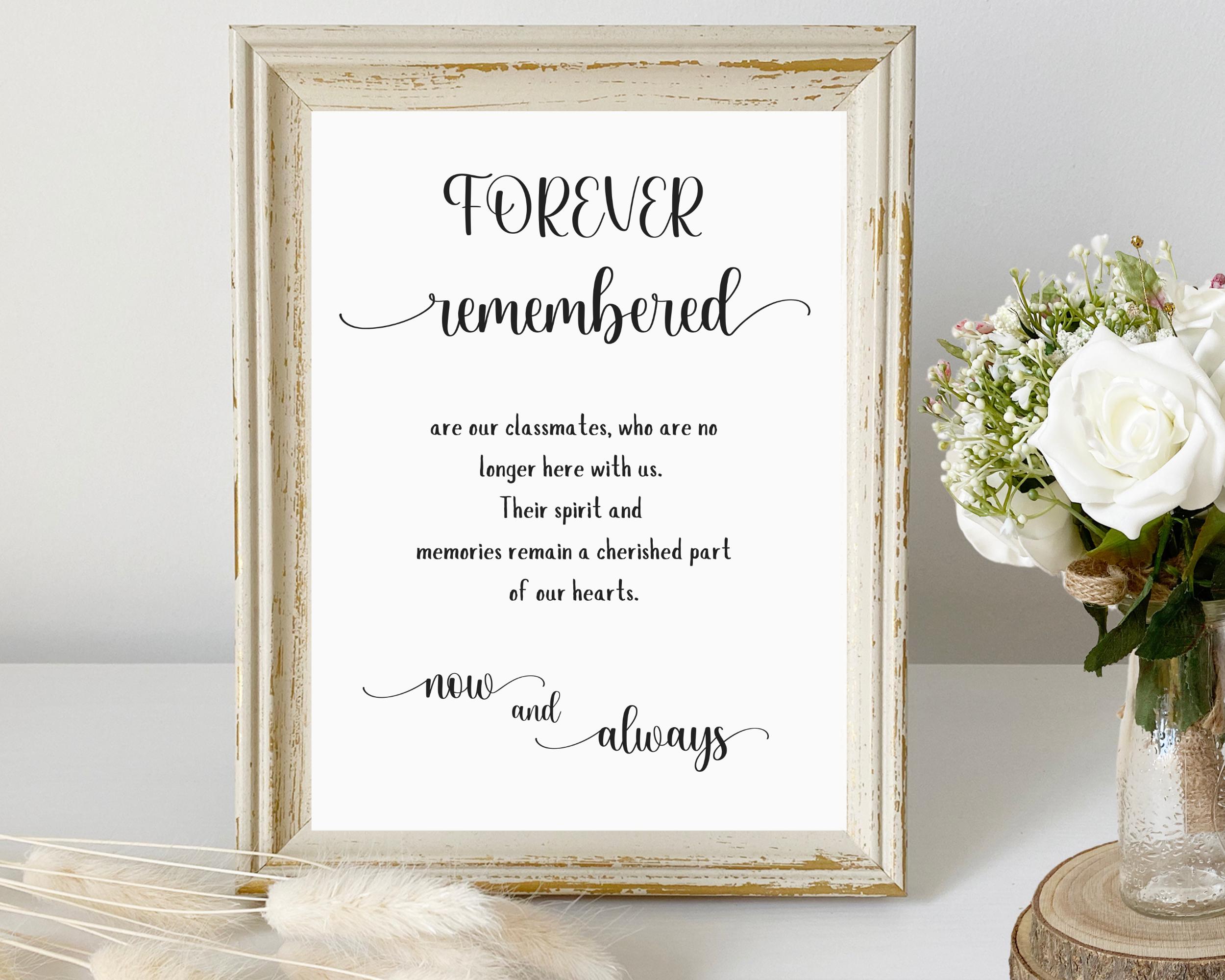 Forever Remembered High School Reunion Sign Remembering College ...