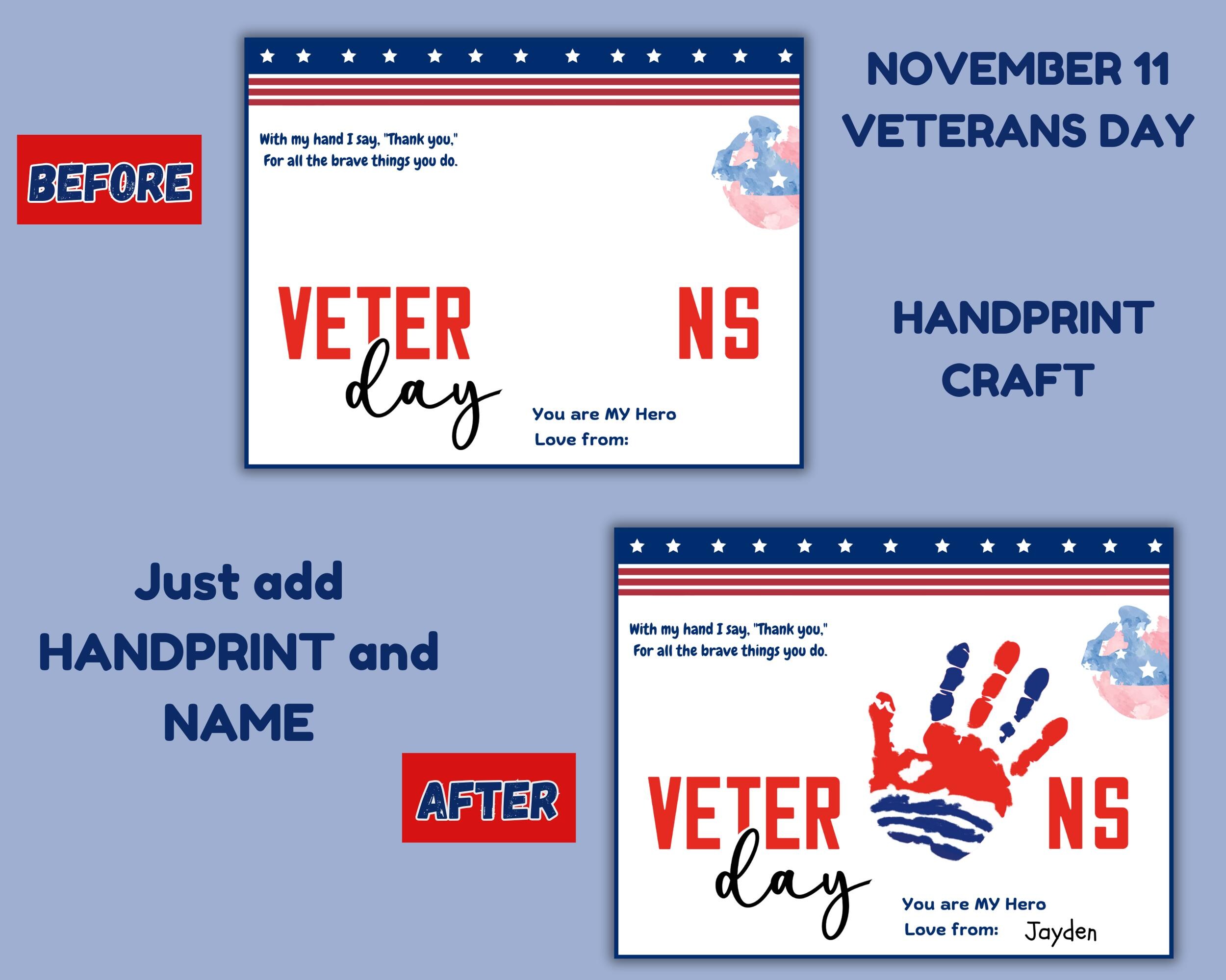 Veterans Day Handprint Art, Happy Veterans Day Handprint Keepsake ...
