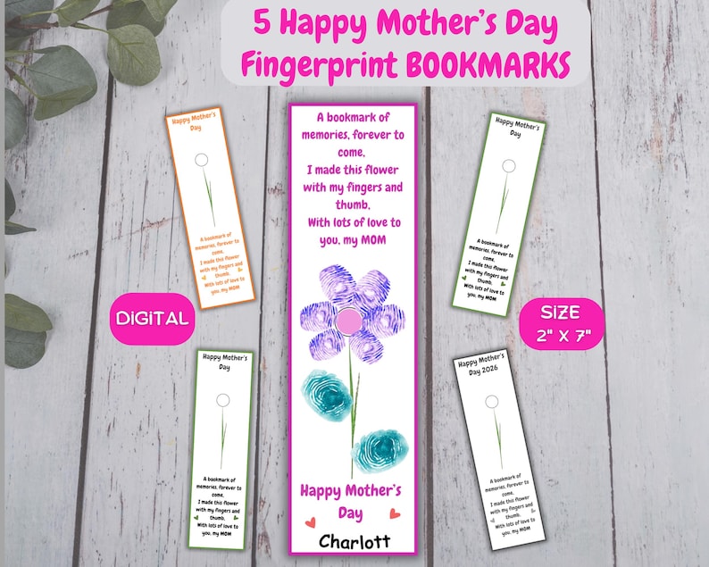 Mother's Day Bookmark, Printable Art From a Child, Kids Craft Project ...