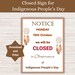 Indigenous People's Day Closed Sign for Door a Printable Sign, Closed ...
