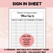 Volunteer Sign up Sheet Use for Visitors, Parents Welcome Sign in ...