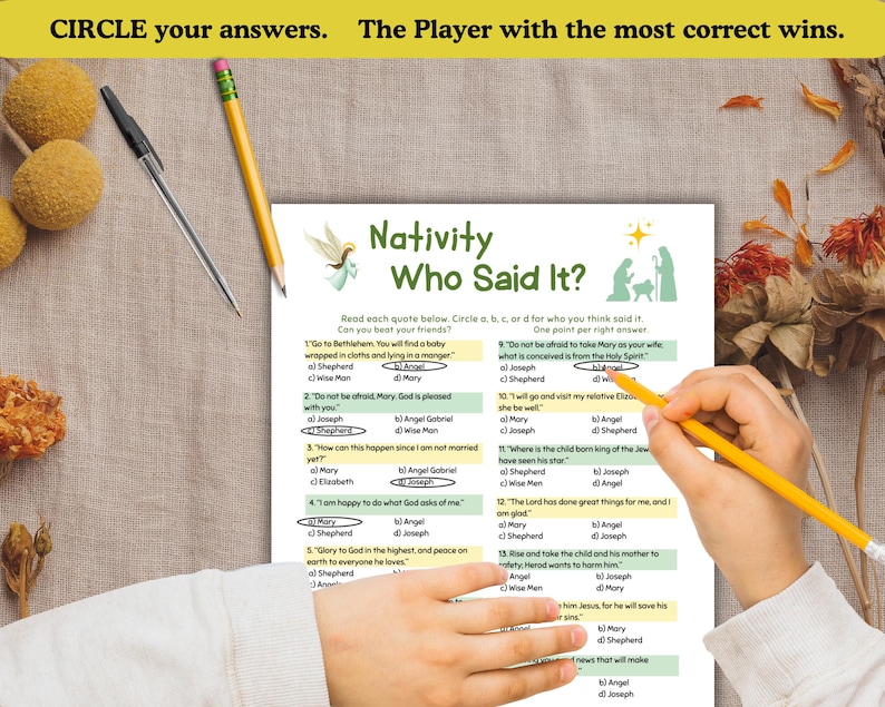 Nativity Trivia 'who Said It' Game for Kids, Bible Christmas Trivia ...