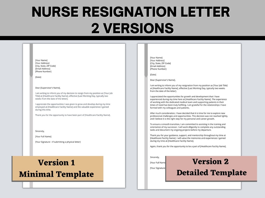 2 Nurse Resignation Letters, Craft Your Letter of Resignation Like a ...