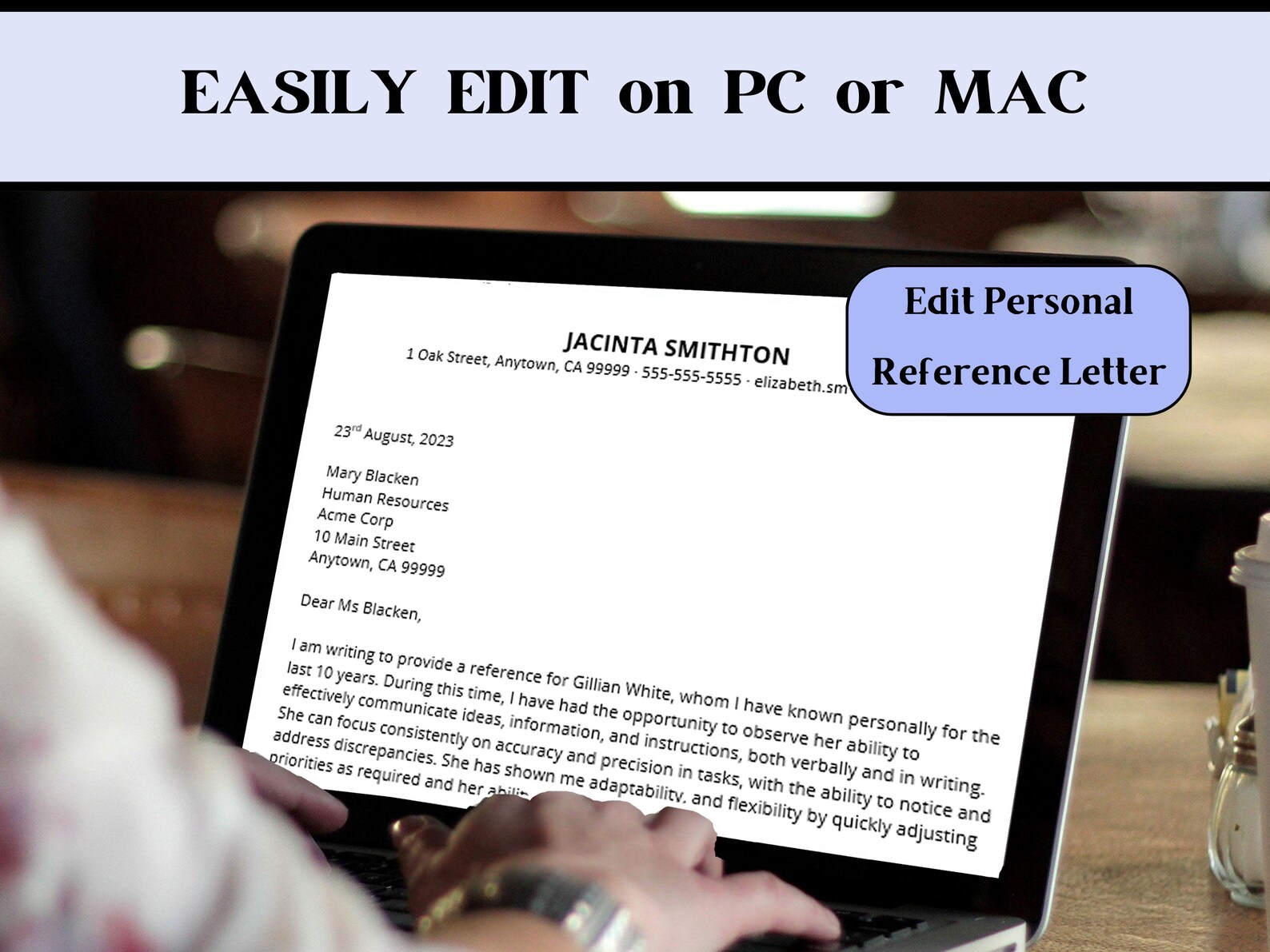 Personal Reference Letter Template, Letter of Recommendation ...