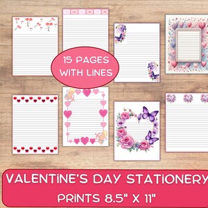 Valentine's Day Printable Stationary Set in 16 Designs Letter Writing ...