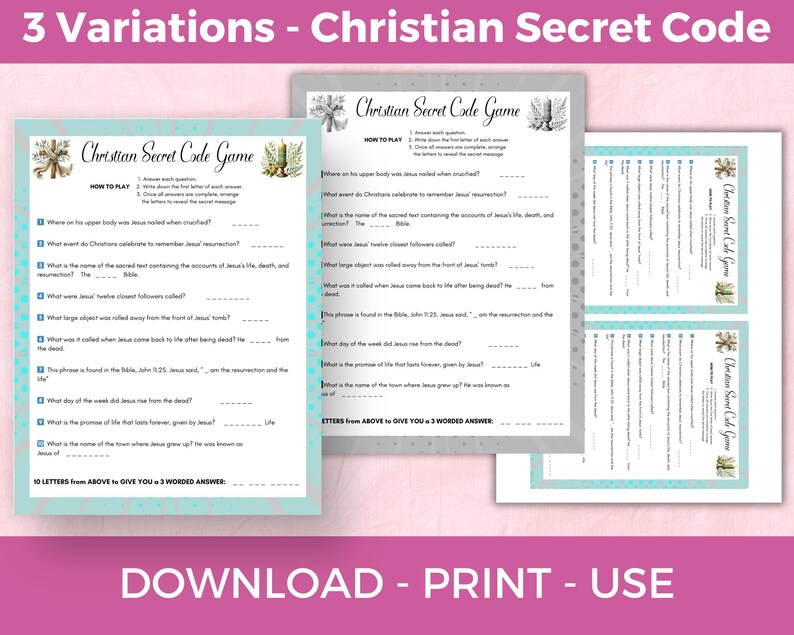5 Bible Games BUNDLE, Christian Easter Games, Printable Christian Games ...