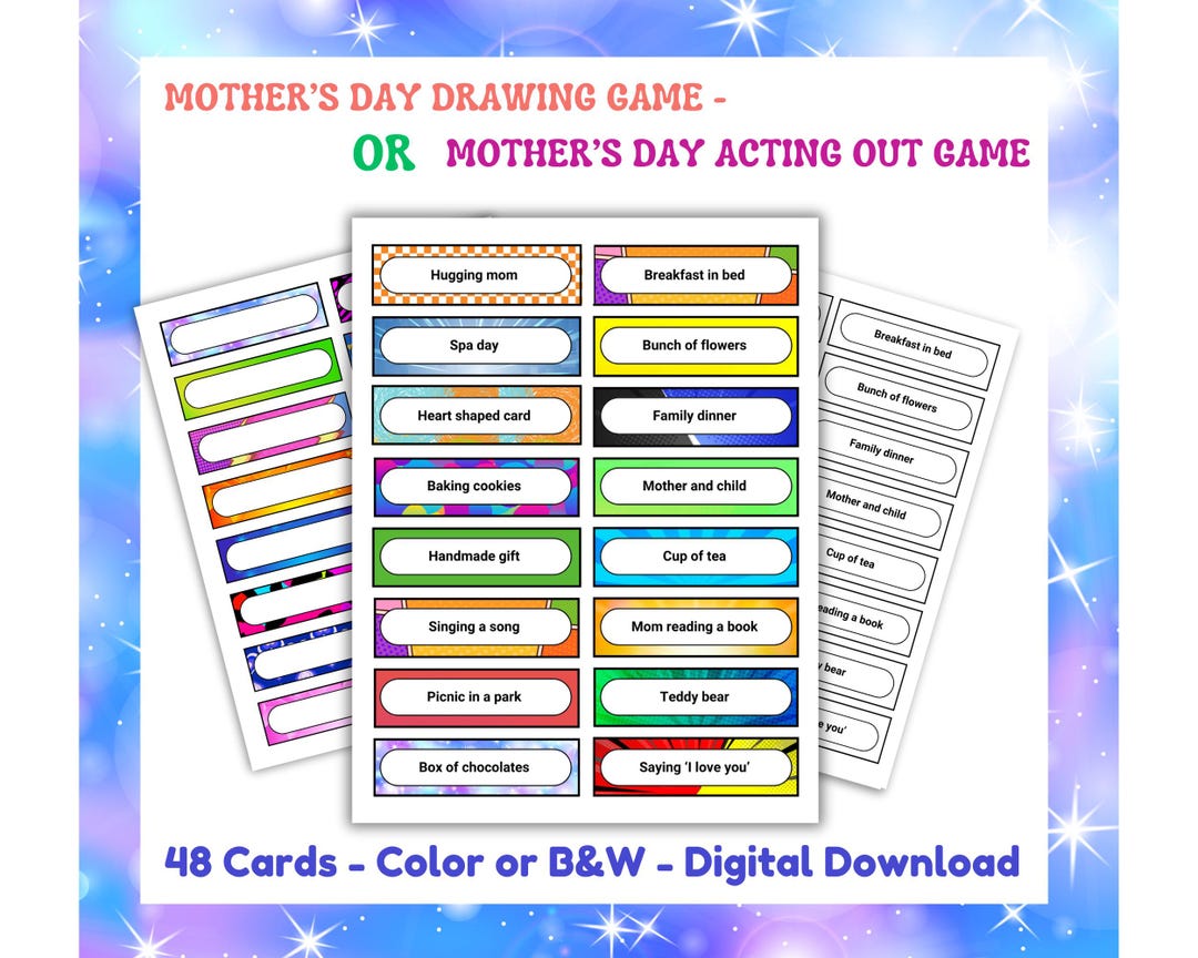 Printable Mother's Day Drawing Game OR Acting Out Game for Family Game ...
