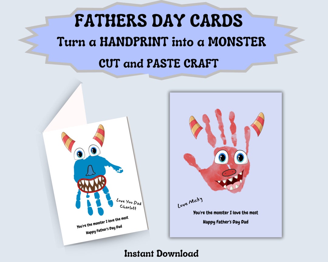 Happy Father's Day Handprint Art Card Kit DIY Fathers Day Handprint ...