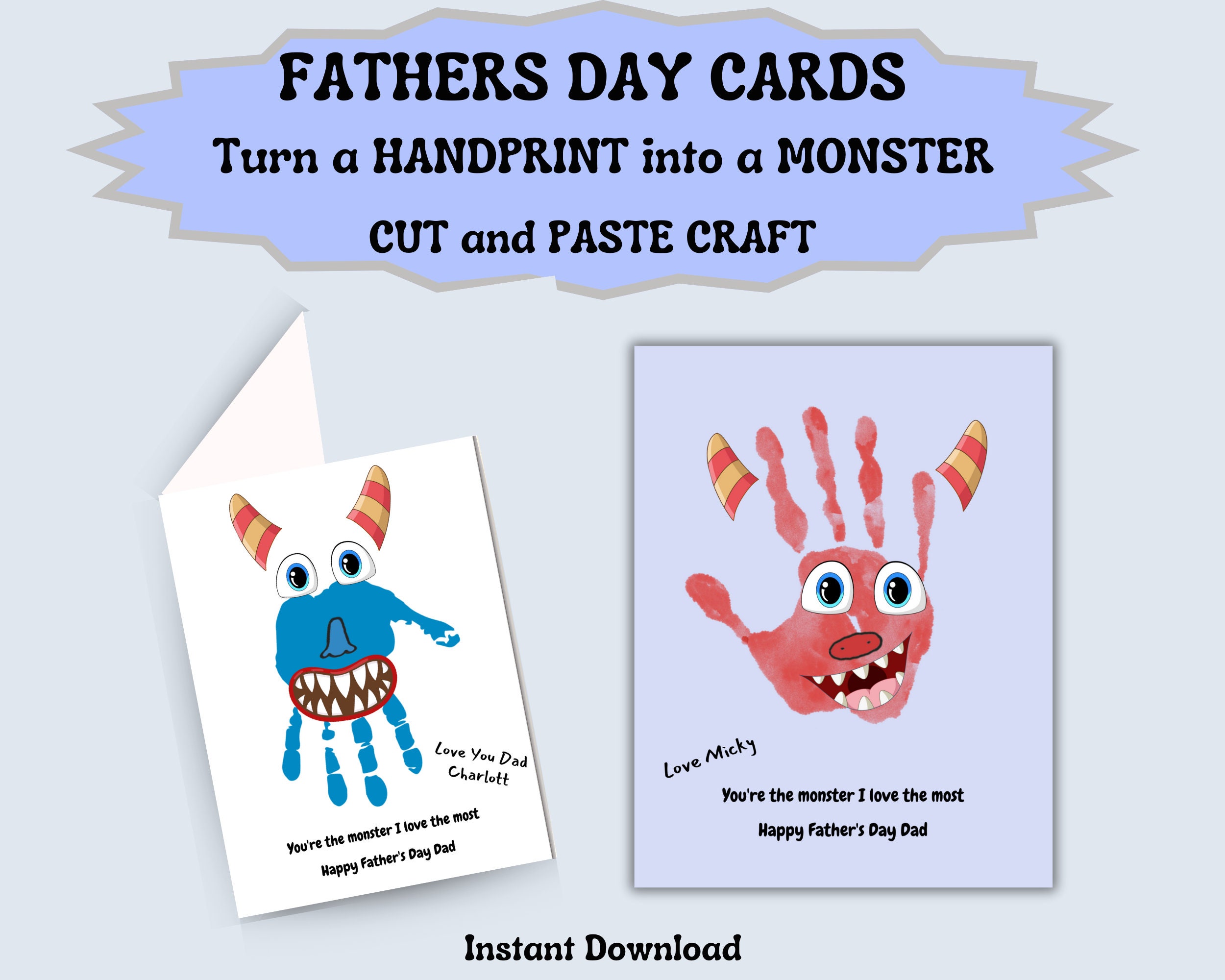 Happy Father's Day Handprint Art Card Kit DIY Fathers Day Handprint ...