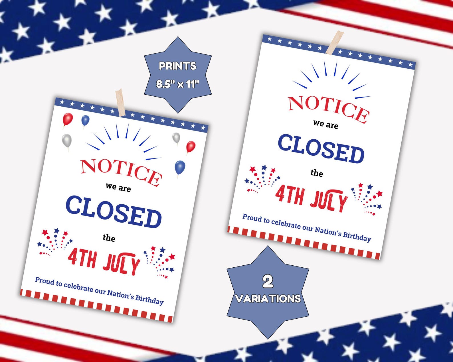4th July Closed Sign for Door, Office Closed for the Holiday Sign ...