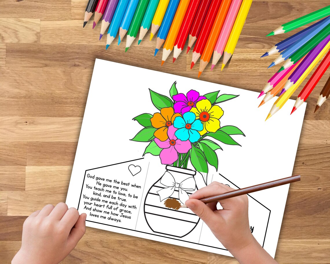 Printable Mothers Day Coloring Card, Mothers Day Bible Craft for Kids ...