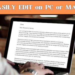 Character Reference Letter Template, Edit With Microsoft Word or Google ...