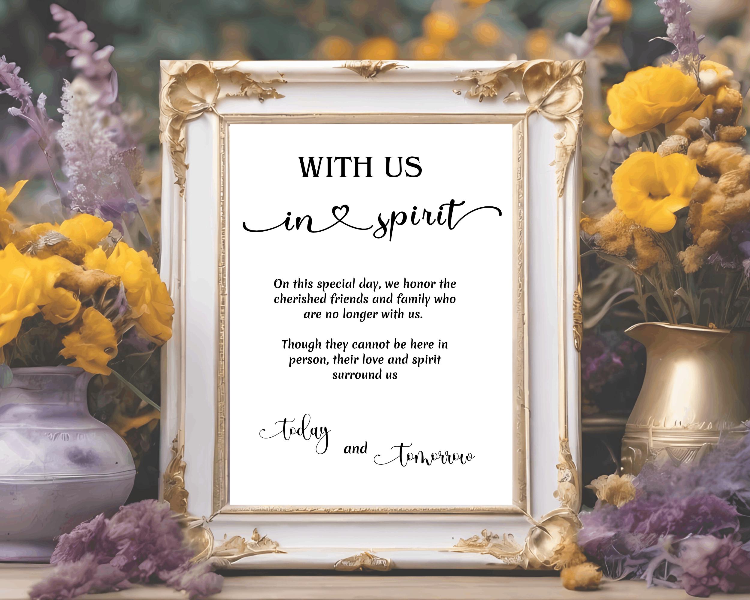 Memory Table Sign for a Wedding, in Loving Memory a Minimalist Wedding ...