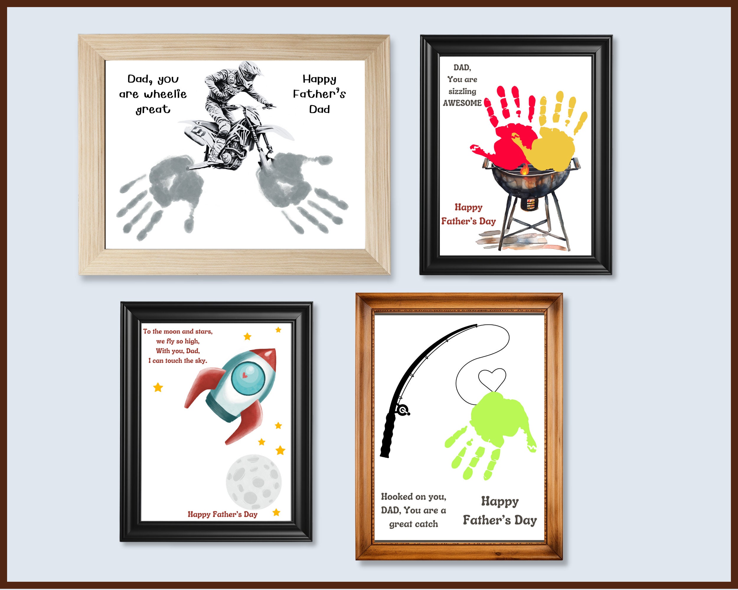 Fathers Day Handprint Art in 6 Designs, Kids Craft Project for a Dad ...