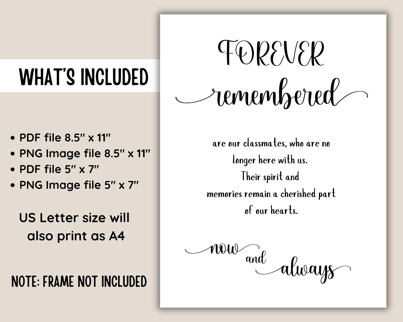 Forever Remembered High School Reunion Sign Remembering College ...