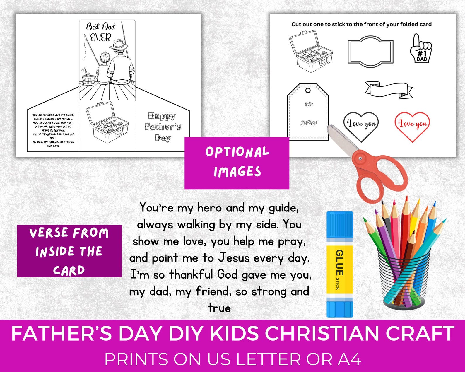 Fathers Day Card, Fathers Day Christian Craft for Kids, Christian Verse ...