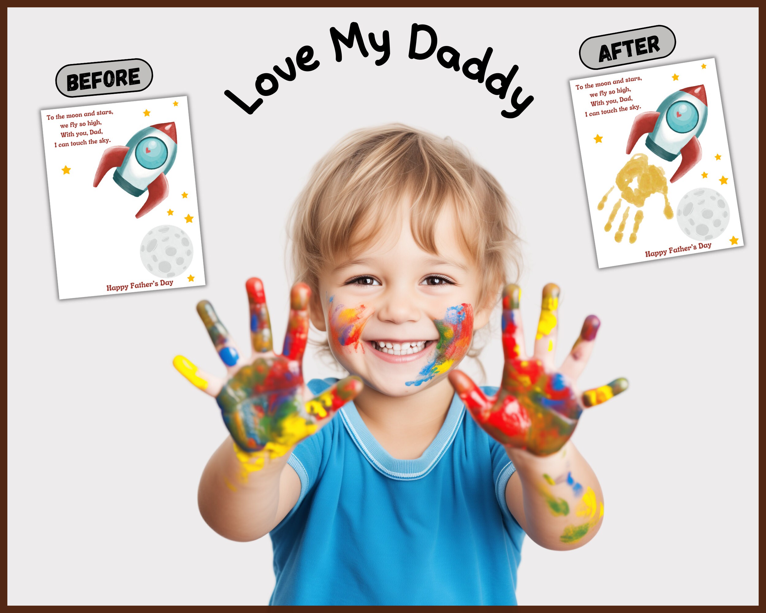 Fathers Day Handprint Art in 6 Designs, Kids Craft Project for a Dad ...