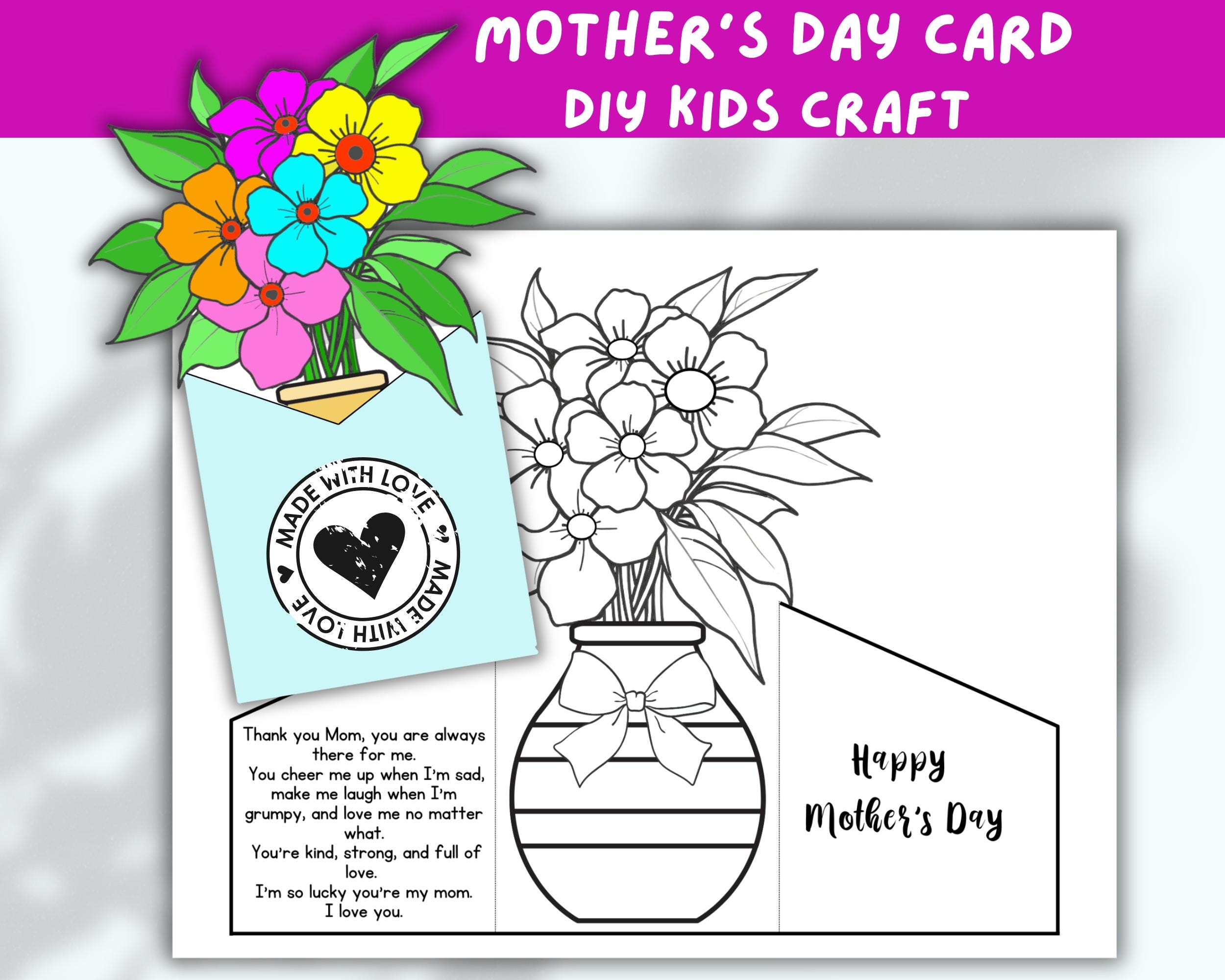 Mothers Day Coloring Card Printable, Mothers Day Craft for Kids ...