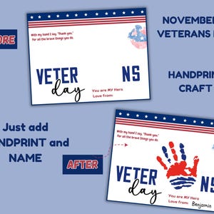 Veterans Day Handprint Art, Happy Veterans Day Handprint Keepsake ...