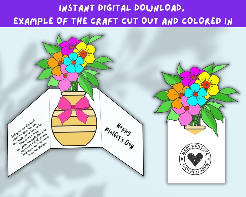 Printable Mothers Day Coloring Card, Mothers Day Bible Craft for Kids ...