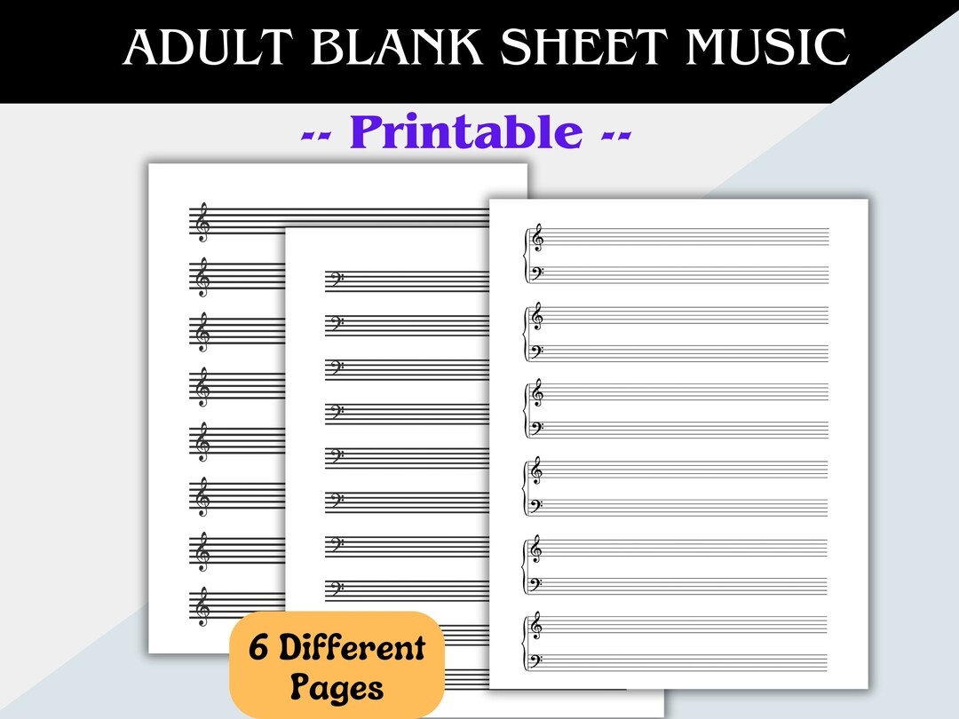 Printable Sheet Music With Treble Clef, Bass Clef, Grand Staff, Piano ...