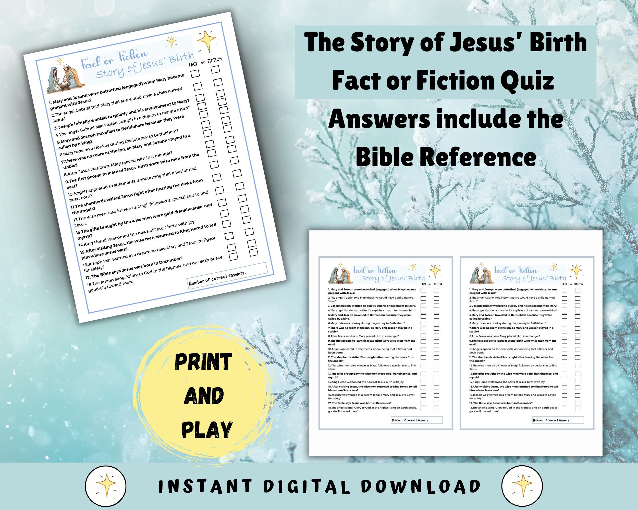 Bible Christmas Trivia Game 18 Questions on the Story of Jesus' Birth ...