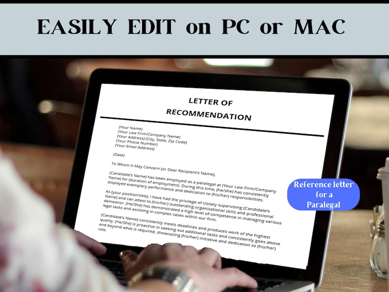 Paralegal Letter of Recommendation Template, Professional Reference ...