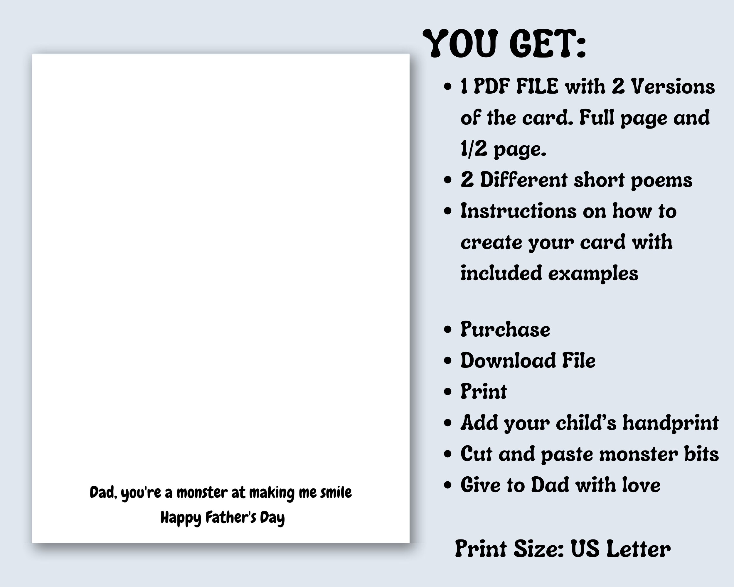 Happy Father's Day Handprint Art Card Kit DIY Fathers Day Handprint ...