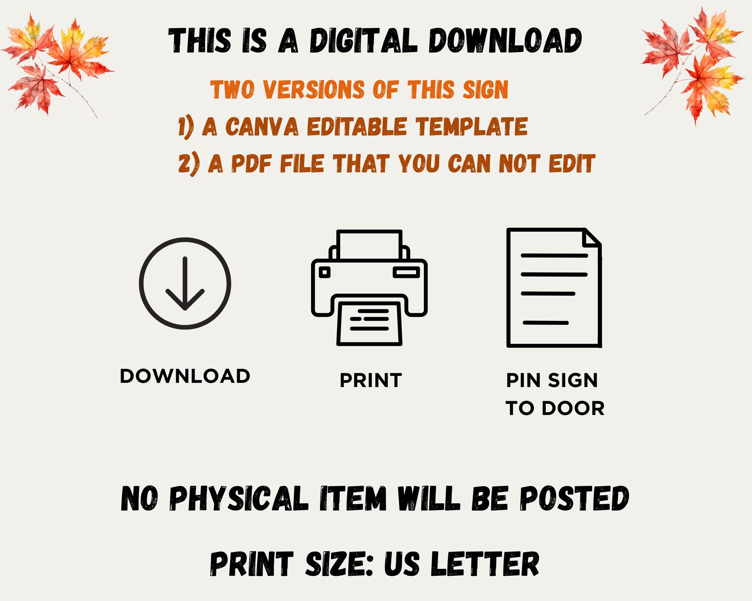Closed Thanksgiving Sign, Editable Office Sign for Door, Business ...