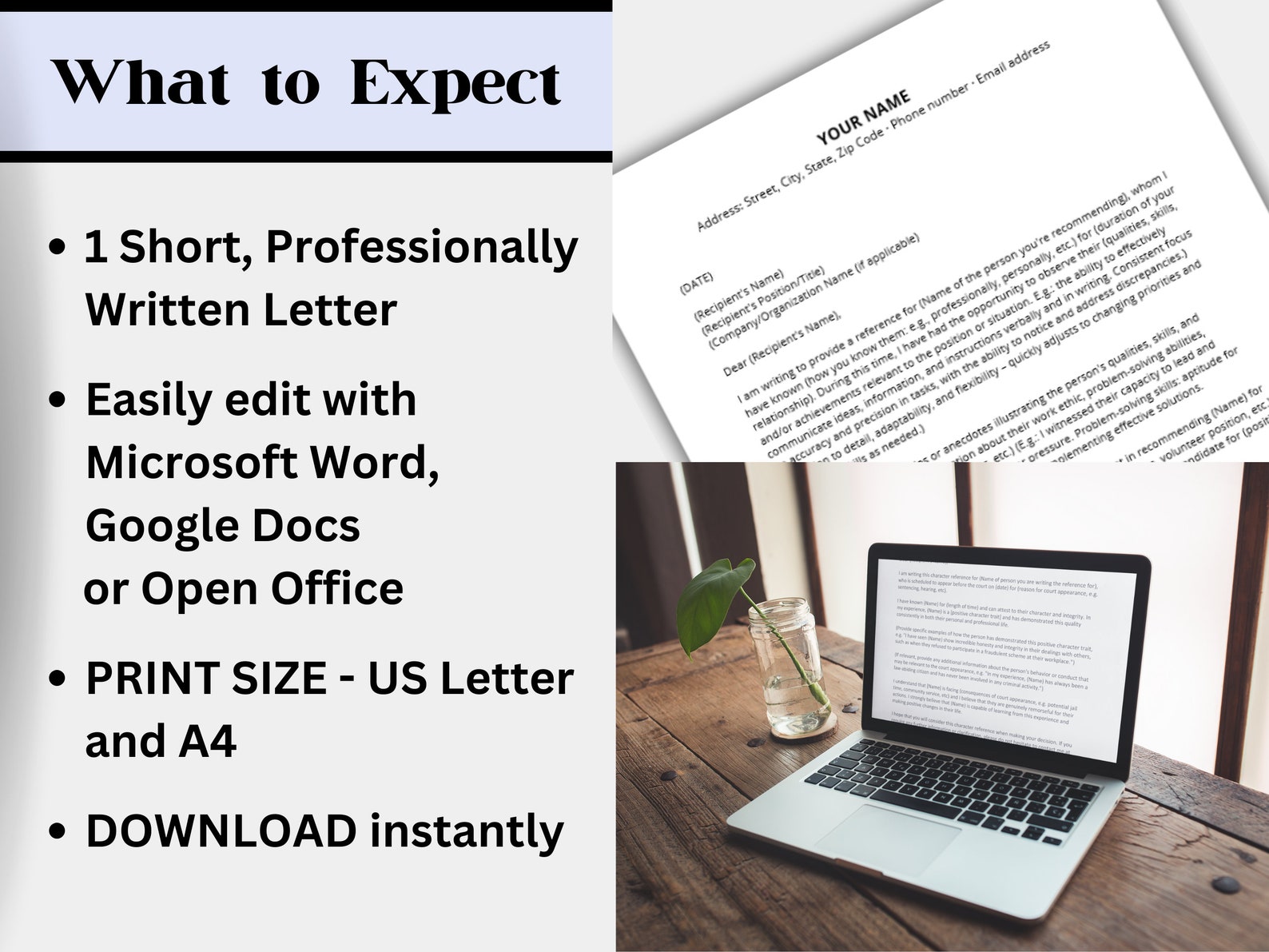 Personal Reference Letter Template, Letter of Recommendation ...