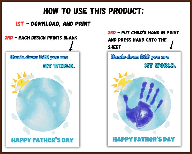 Fathers Day Handprint Art Bundle, Kids Craft Project for a Dad Gift ...