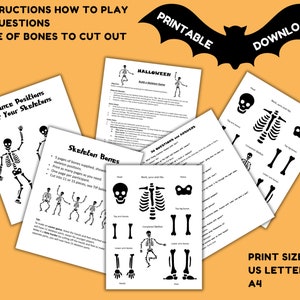 Build a Skeleton Printable Game, Hangman Game With a Skelton, 36 ...