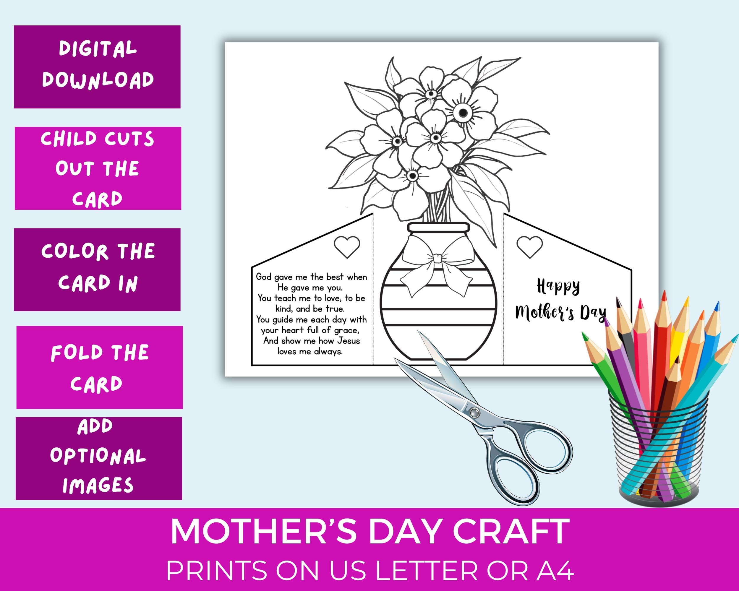 Mothers Day Coloring Card Printable, Mothers Day Craft for Kids ...