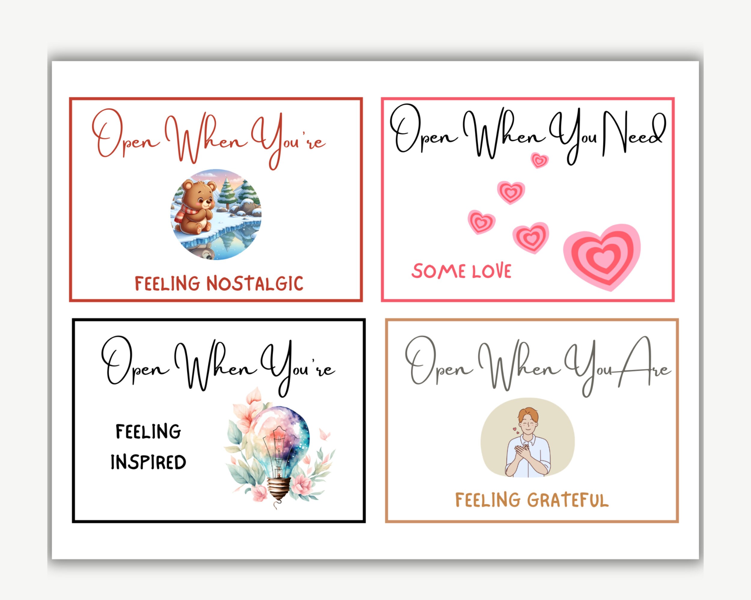 Open When Cards for a College Care Package, Open When Letters, Open ...