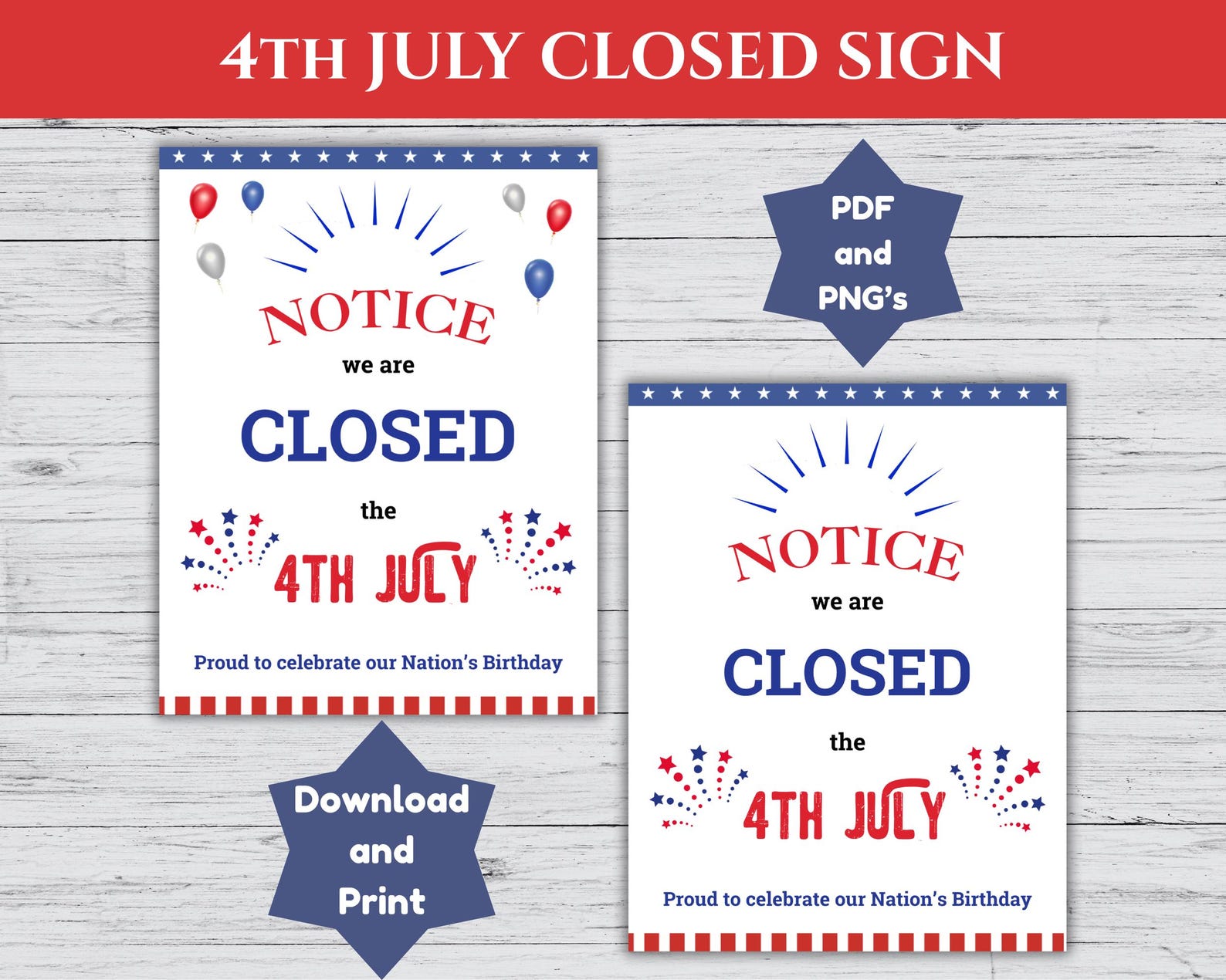 4th July Closed Sign for Door, Office Closed for the Holiday Sign ...