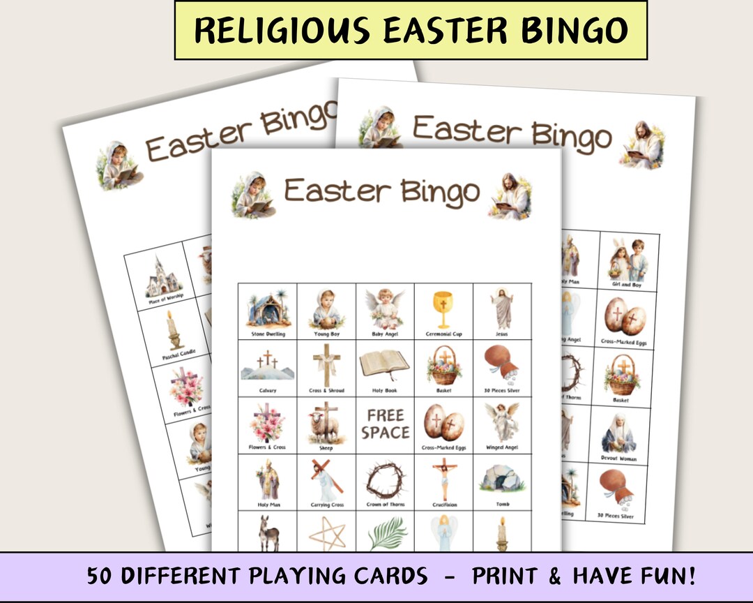 The Easter Story Bingo, as Easter Printable Games, for Kids or All the ...