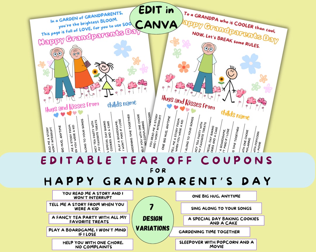 Editable Happy Grandparent's Day Coupon Flyer - Printable Grandmother ...