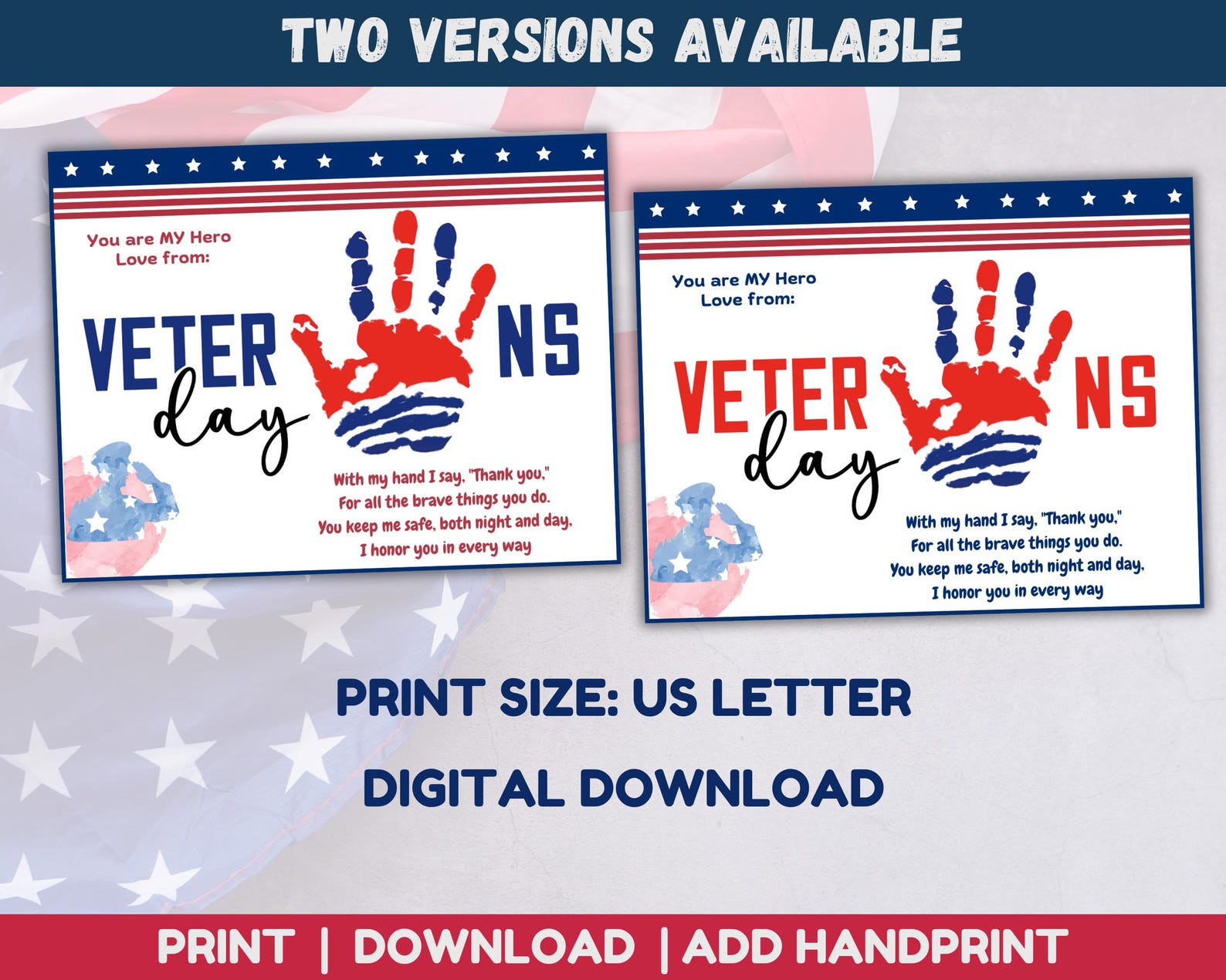 Veterans Day Handprint Art, Happy Veterans Day Handprint Keepsake ...