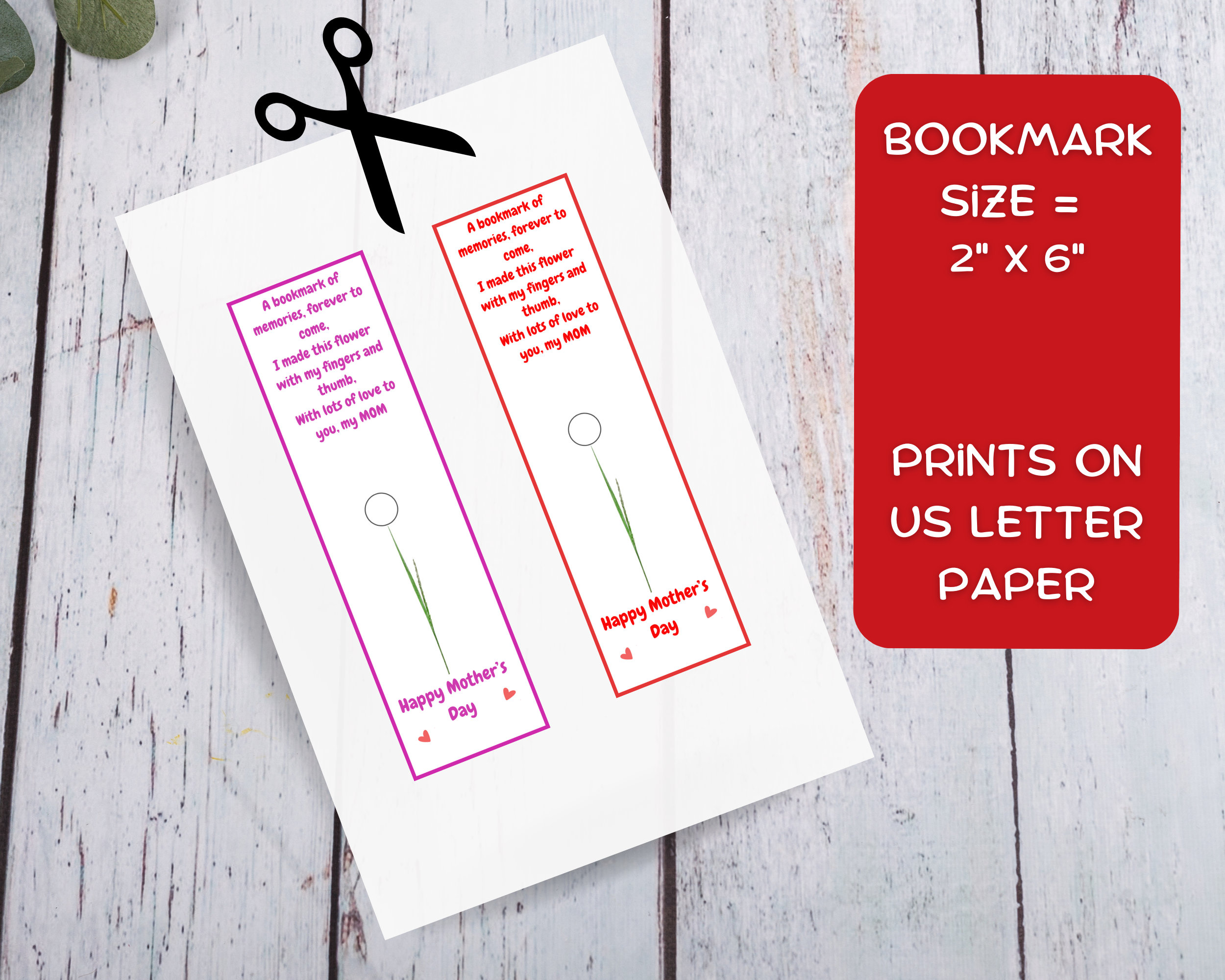 Mother's Day Bookmark, Printable Art From a Child, Kids Craft Project ...