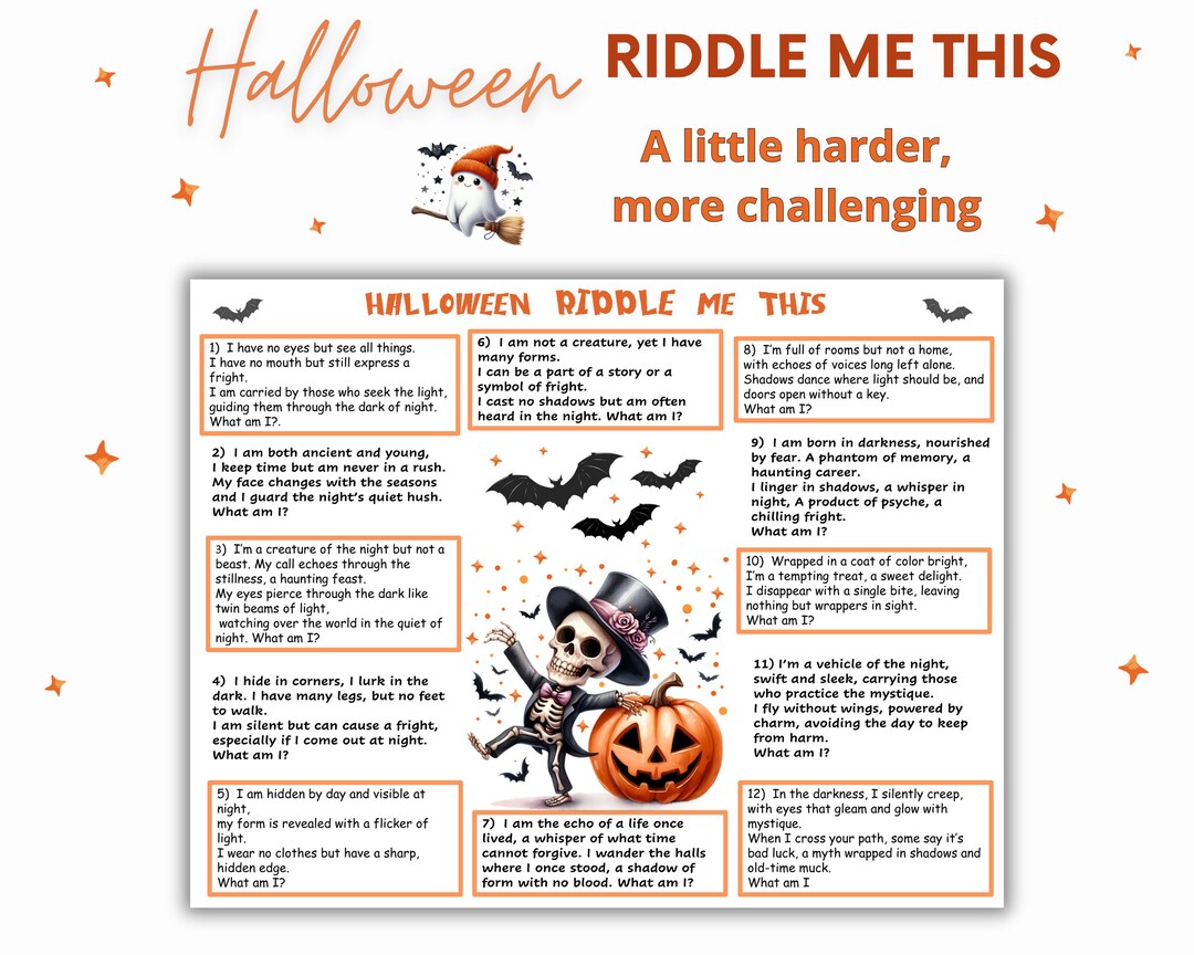 Challenging Halloween Riddle Me This for Halloween Party Games ...