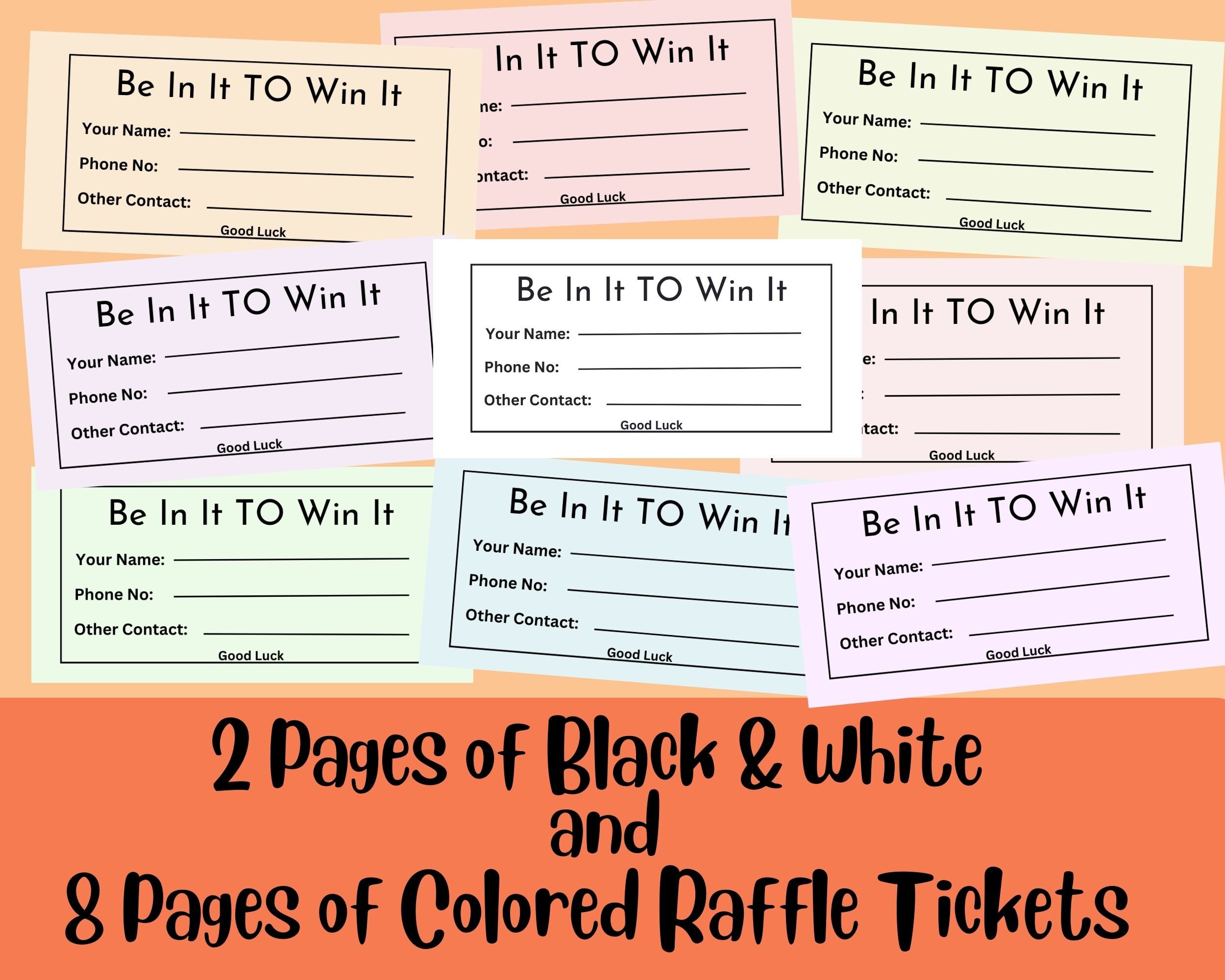 Raffle Tickets, Generic Ticket Template or Event Raffle Ticket, Use for ...