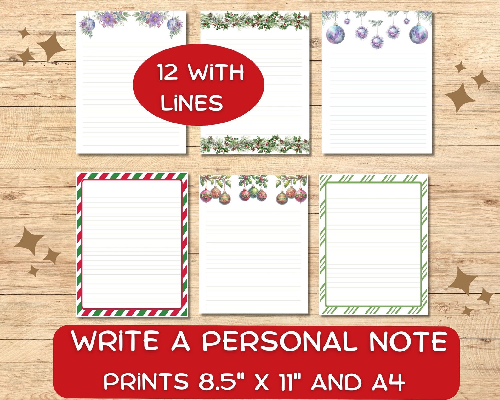 Christmas Stationery, Christmas Letter Paper, Printable Christmas ...
