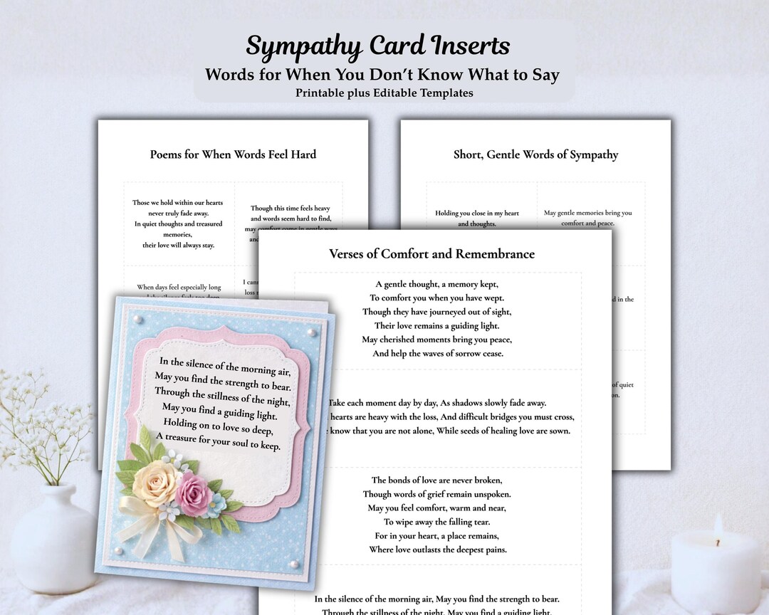 Sympathy Card Inserts for Handmade Cards, Sympathy Messages and Poems ...