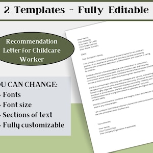 Letter of Recommendation Template for Childcare, Professional Character ...